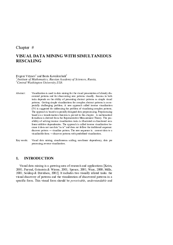 (PDF) Visual data mining with simultaneous rescaling