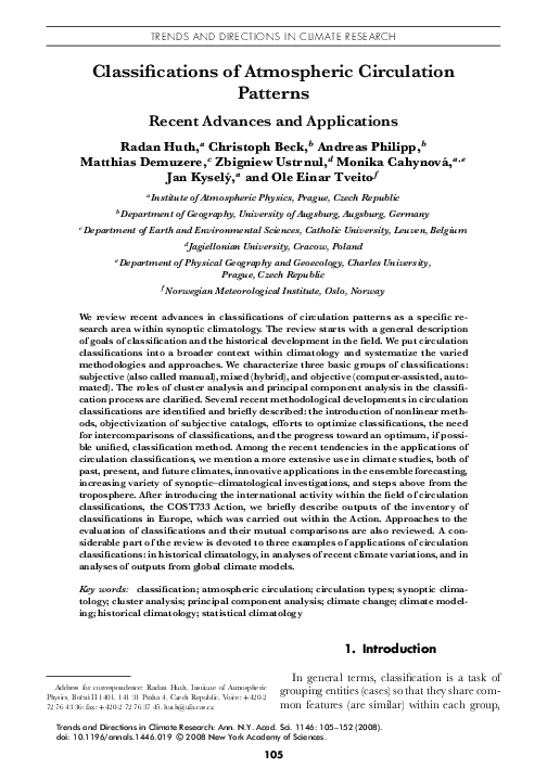 (PDF) Classifications of Atmospheric Circulation Patterns