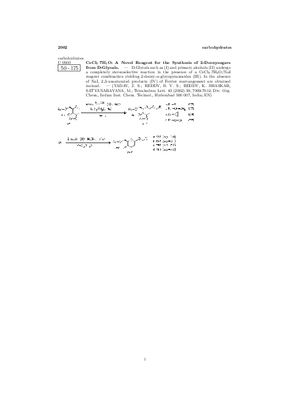 (PDF) CeCl 3·7H 2O: a novel reagent for the synthesis of 2-deoxysugars from d-glycals