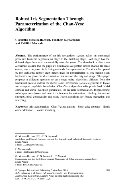(PDF) Robust Iris Segmentation Through Parameterization of the Chan-Vese Algorithm
