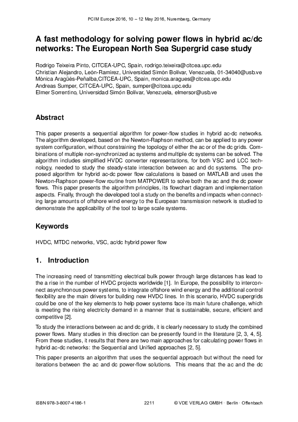 (PDF) A fast methodology for solving power flows in hybrid ac/dc networks: The European North ...