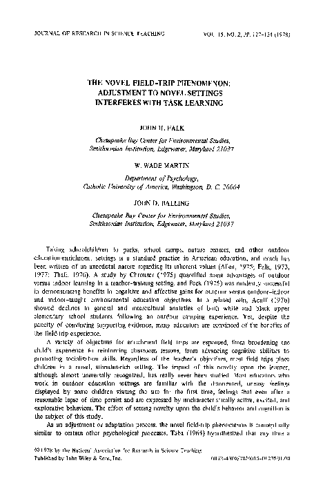 (PDF) The novel field-trip phenomenon: Adjustment to novel settings ...