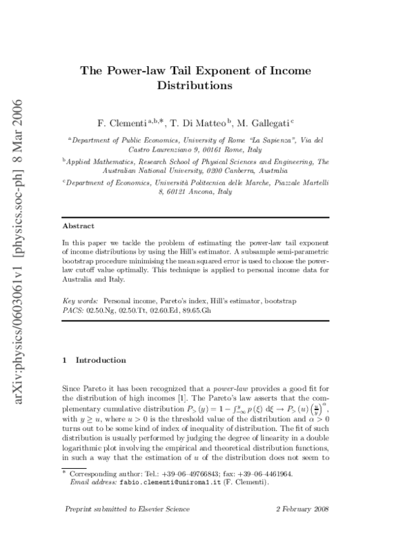 (PDF) The power-law tail exponent of income distributions