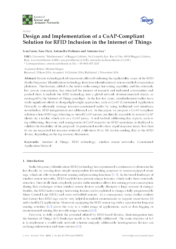 (PDF) Design and Implementation of a CoAP-Compliant Solution for RFID Inclusion in the Internet ...