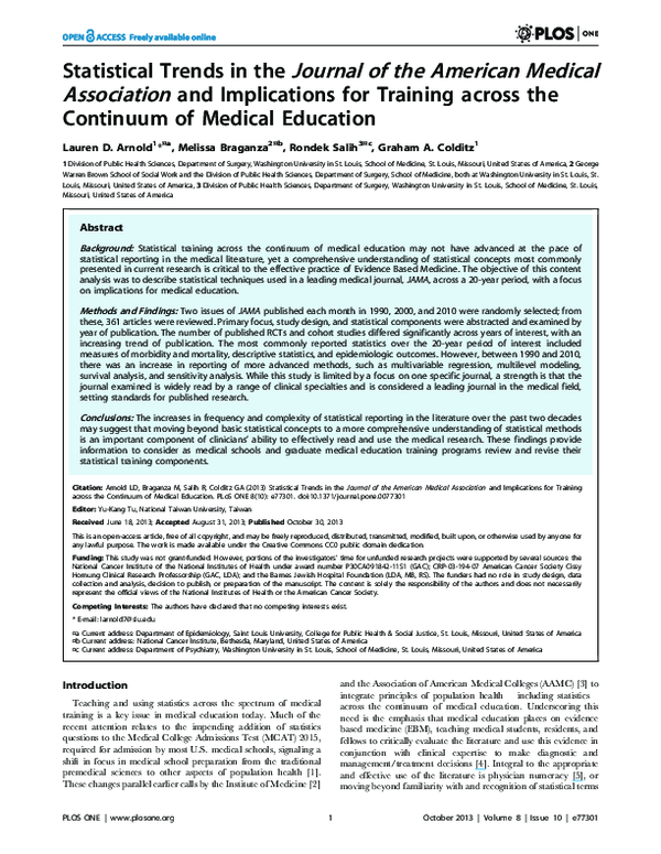 (PDF) Statistical Trends in the Journal of the American Medical ...