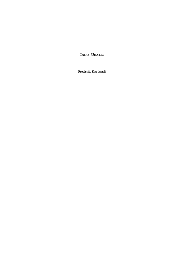 (PDF) Indo-Uralic