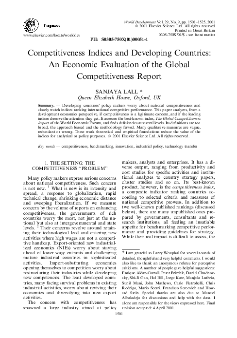 (PDF) Competitiveness Indices and Developing Countries: An Economic ...