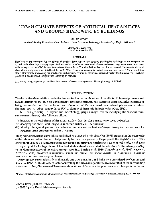 (PDF) Urban climate effects of artificial heat sources and ground ...