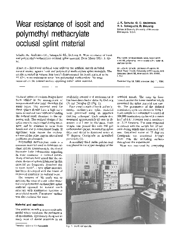 (PDF) Wear resistance of isosit and polymethyl methacrylate occlusal ...