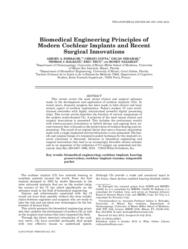 (PDF) Biomedical engineering principles of modern cochlear implants and ...