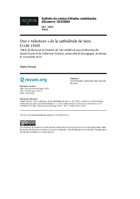 (PDF) Une "relecture" de la cathédrale de Sens (1130-1550) - Position ...