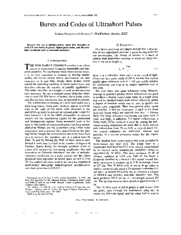 (PDF) Bursts and codes of ultrashort pulses