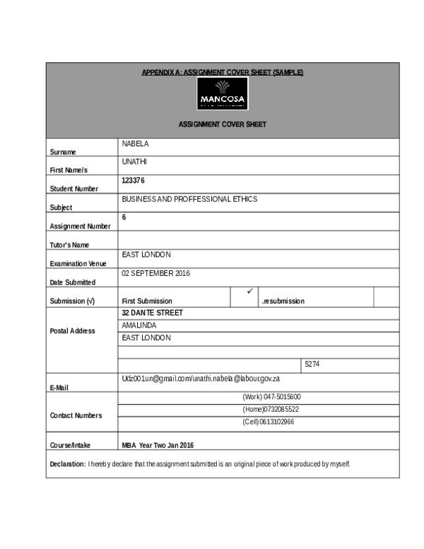 (DOC) Assignment mba