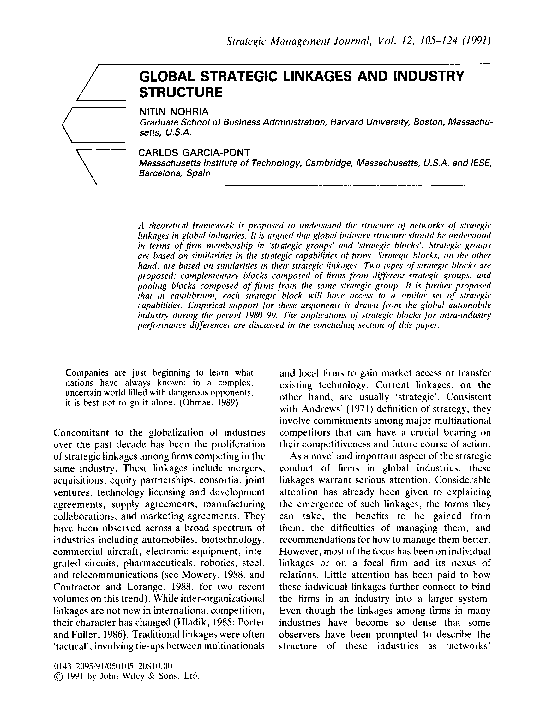 (PDF) Global strategic linkages and industry structure