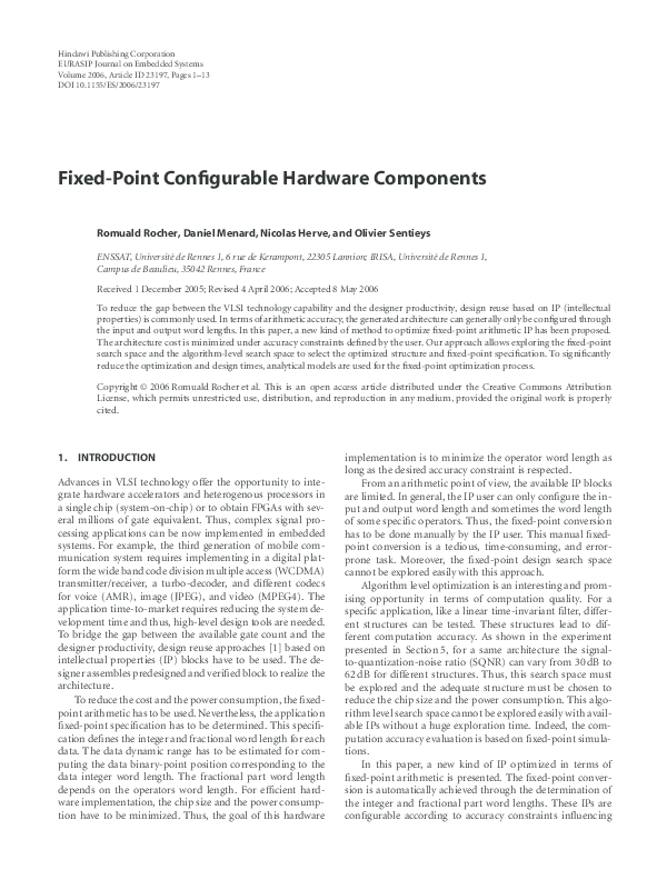 (PDF) Fixed-point configurable hardware components