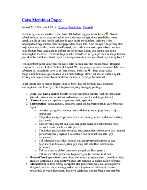 (DOC) Cara Membuat Paper | wu ningfei - Academia.edu