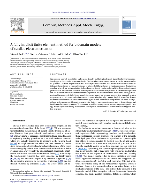 Pdf A Fully Implicit Finite Element Method For Bidomain Models Of