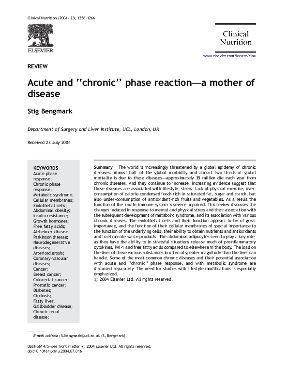 (PDF) Acute and "chronic" phase reaction-a mother of disease