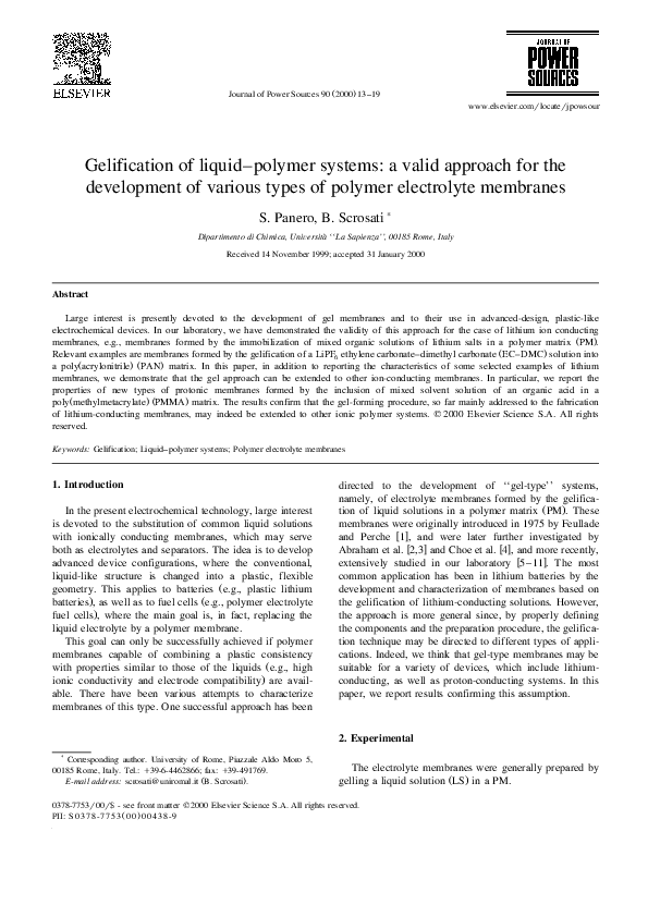 (PDF) Gelification of liquid–polymer systems: a valid approach for the ...