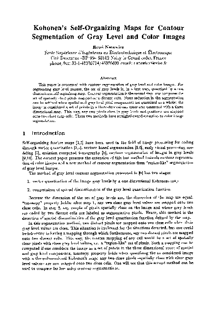 Pdf Kohonen S Self Organizing Maps For Contour Segmentation Of Gray Level And Color Images