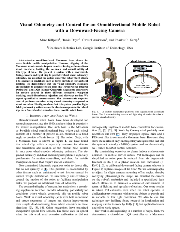 Pdf Visual Odometry And Control For An Omnidirectional Mobile Robot