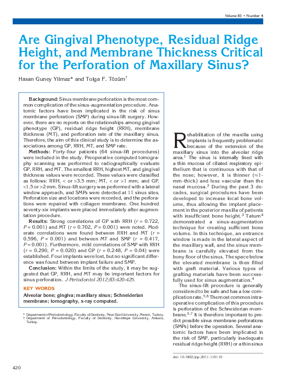 (PDF) Are gingival phenotype, residual ridge height, and membrane ...