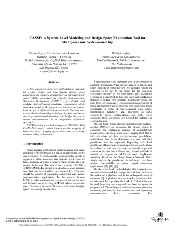 Pdf Casse A System Level Modeling And Design Space Exploration Tool For Multiprocessor 