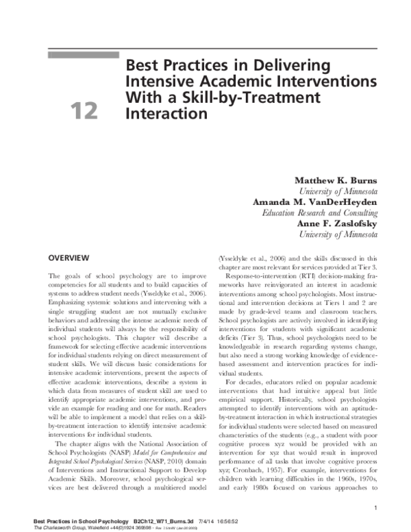 (PDF) Best Practices in Delivering Intensive Academic Interventions ...