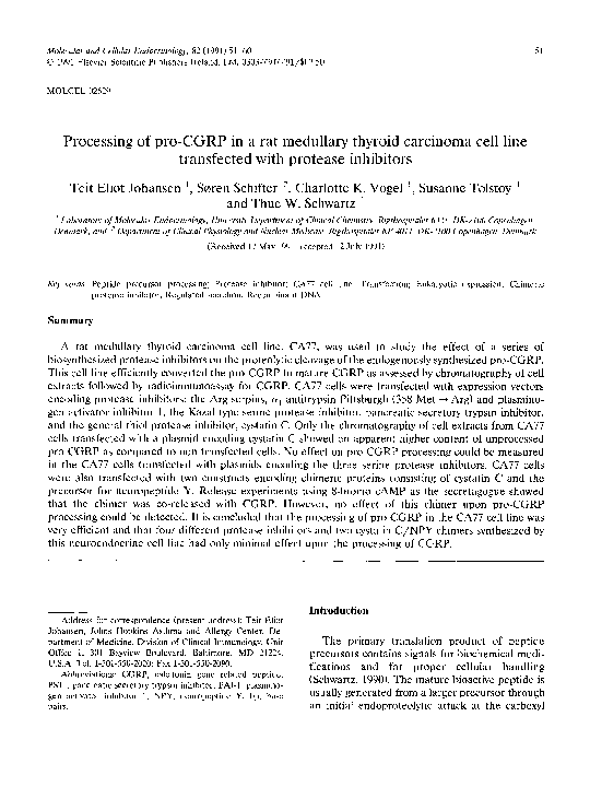 (PDF) Processing of pro-CGRP in a rat medullary thyroid carcinoma cell ...