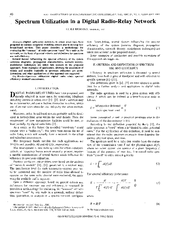(PDF) Spectrum Utilization in a Digital Radio-Relay Network