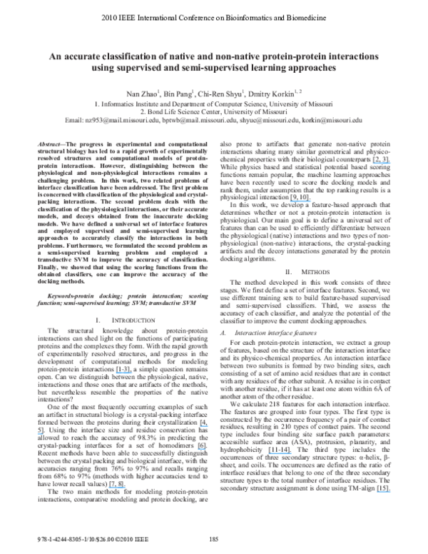 (PDF) An accurate classification of native and non-native protein-protein interactions using ...