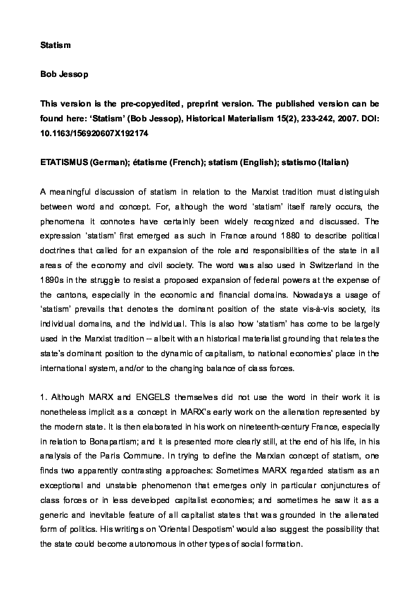 (PDF) Statism