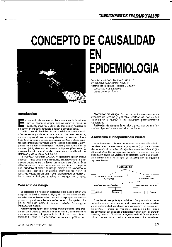 (PDF) CONDCIONgS DE TRABAJO Y Mil0 CONCEPTO DE CAUSALIDAD