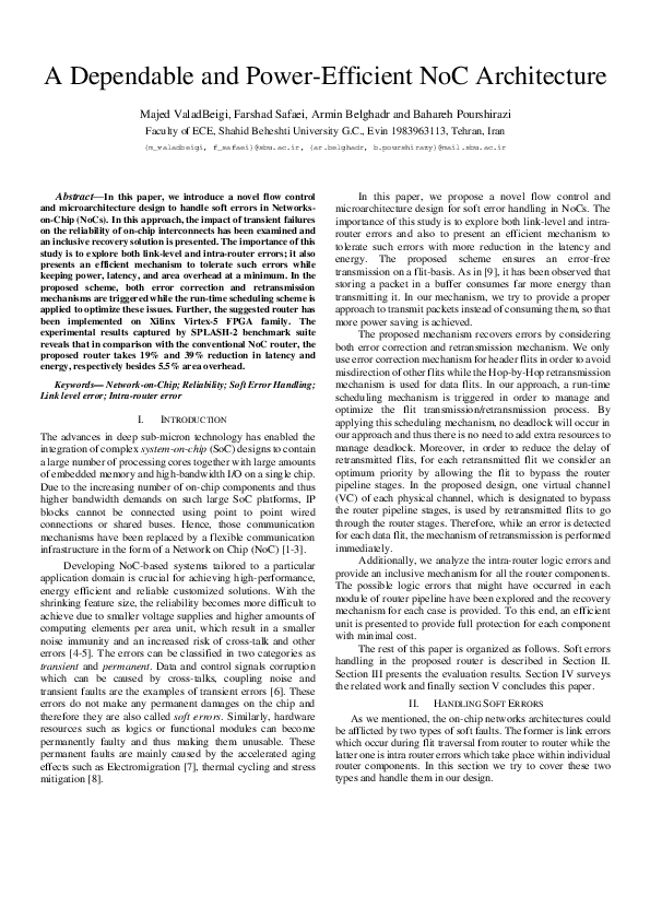 (PDF) A Dependable and Power-Efficient NoC Architecture