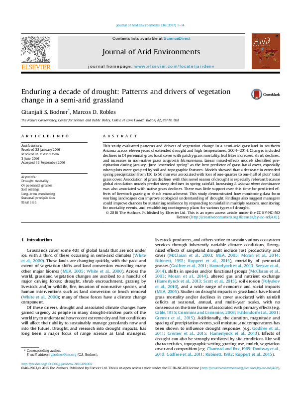 (PDF) Enduring a decade of drought: Patterns and drivers of vegetation ...