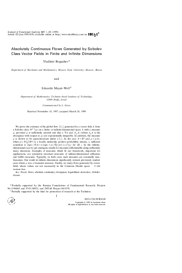 Pdf Absolutely Continuous Flows Generated By Sobolev Class Vector