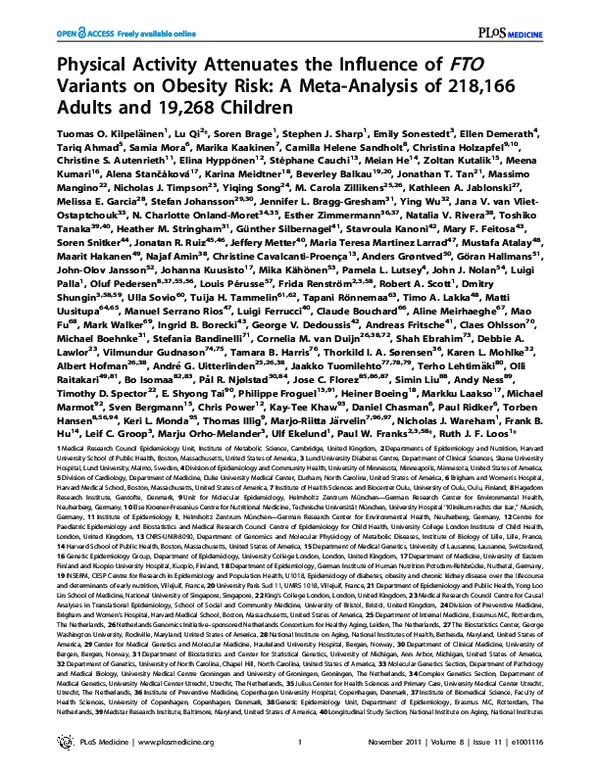 (PDF) Physical activity attenuates the influence of FTO variants on ...