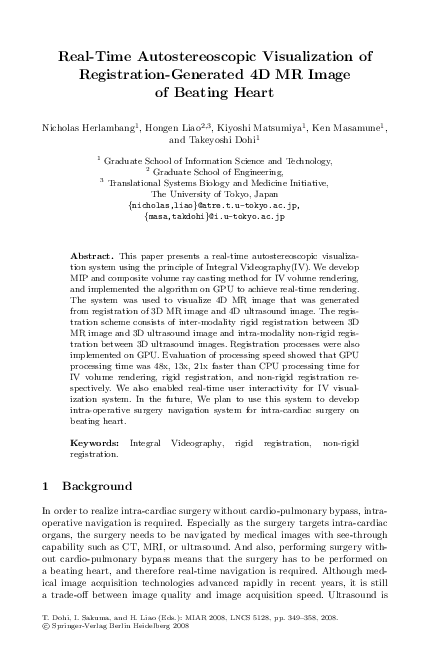 Pdf Real Time Autostereoscopic Visualization Of Registration Generated 4d Mr Image Of Beating