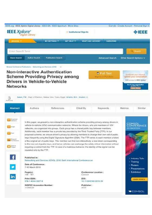 (PDF) Non-interactive Authentication Scheme Providing Privacy among Drivers in Vehicle-to ...