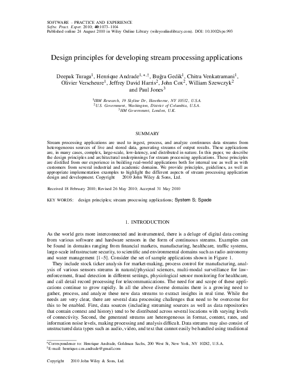 (PDF) Design principles for developing stream processing applications