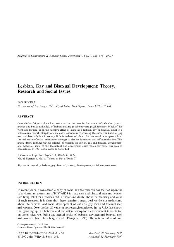(PDF) Lesbian, gay and bisexual development: theory, research and ...