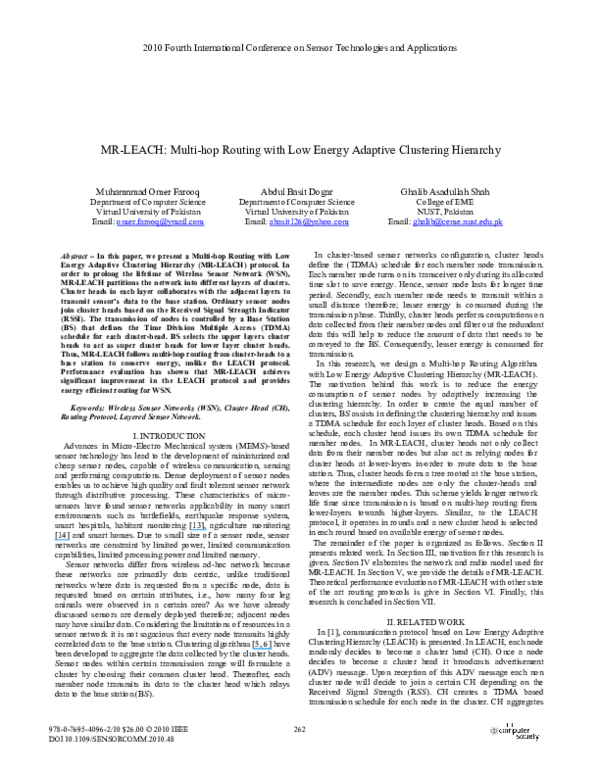 Pdf Mr Leach Multi Hop Routing With Low Energy Adaptive Clustering Hierarchy