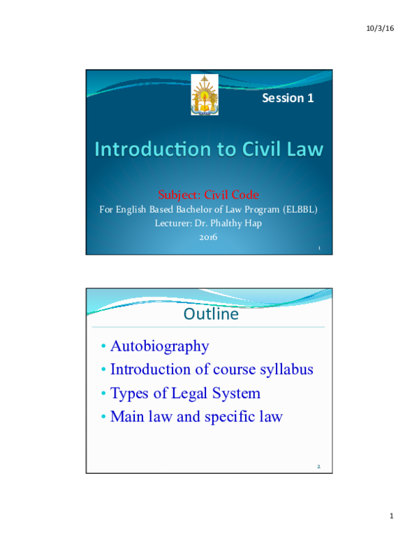 (PDF) Introduction to civil law