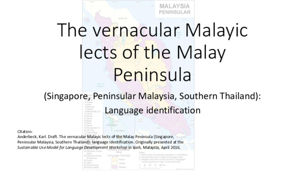 The Malayic Lects of Semenanjung - Language Identification