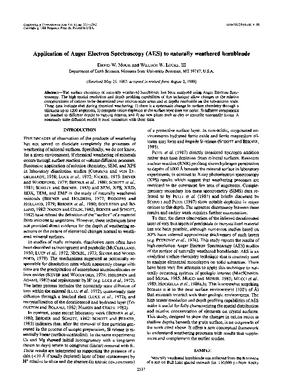 (PDF) Application of Auger Electron Spectroscopy (AES) to naturally ...