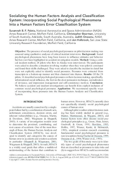 (PDF) Socializing the Human Factors Analysis and Classification System: Incorporating Social ...