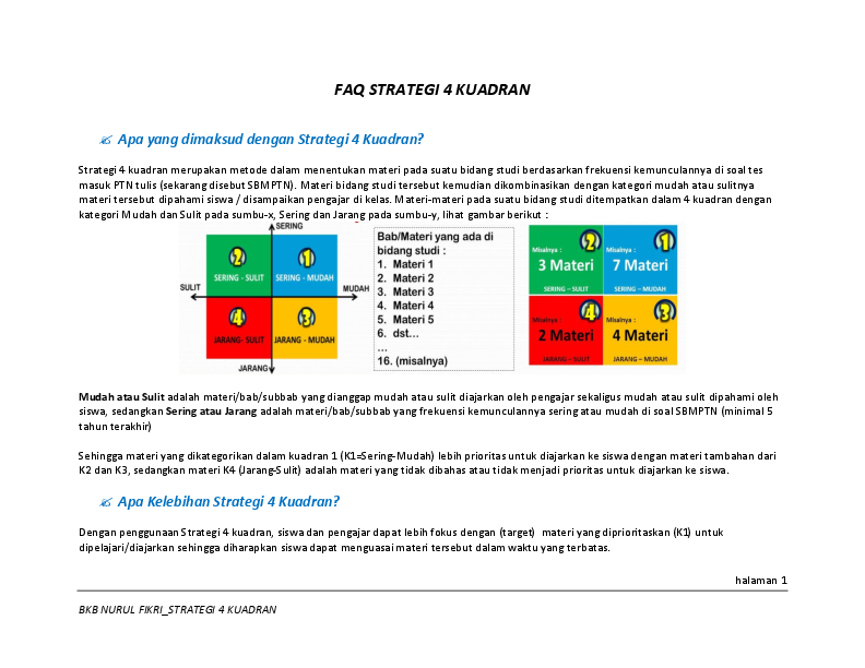(PDF) FAQ STRATEGI 4 KUADRAN Apa yang dimaksud dengan Strategi 4 Kuadran