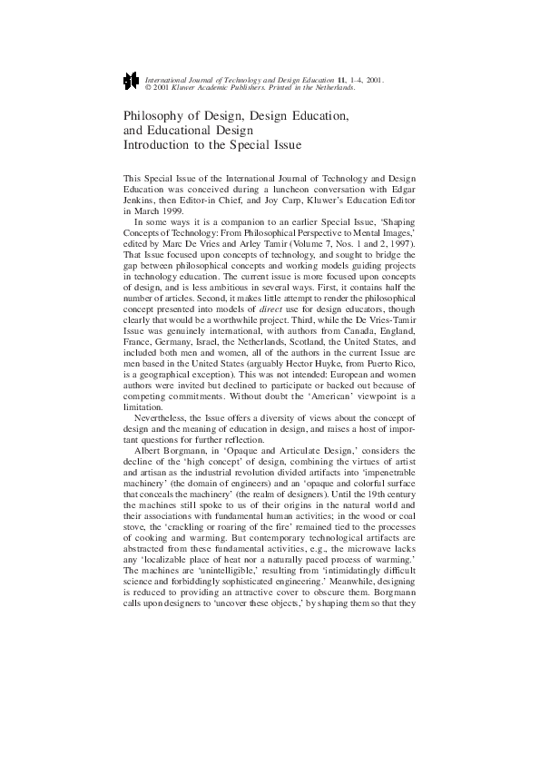 (PDF) Philosophy of Design, Design Education, and Educational Design ...