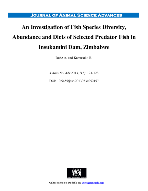 (PDF) An Investigation of Fish Species Diversity, Abundance and Diets ...