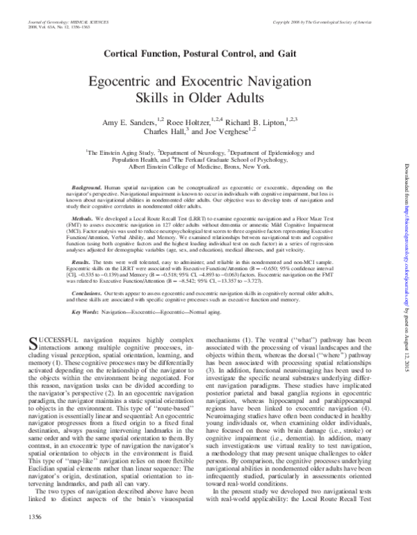 (PDF) Egocentric and Exocentric Navigation Skills in Older Adults